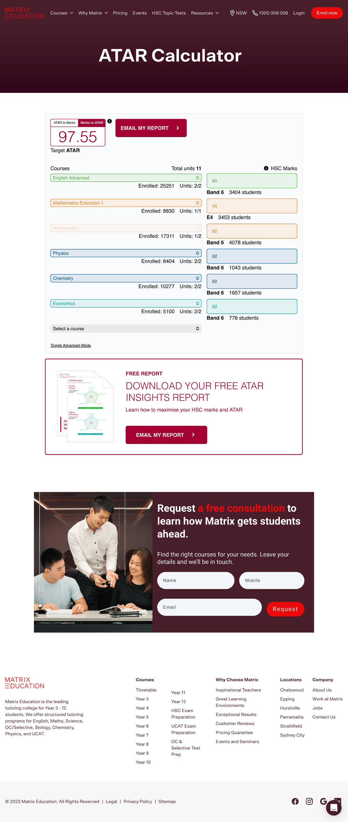 ATAR Calculator Predict Your ATAR using HSC Marks - Matrix Education is ...