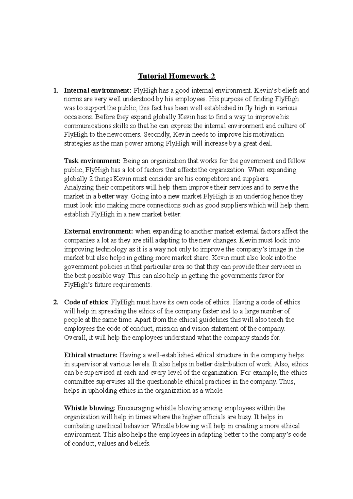 Tutorial Homework 2 BU8601 fundamentals of management - Tutorial ...