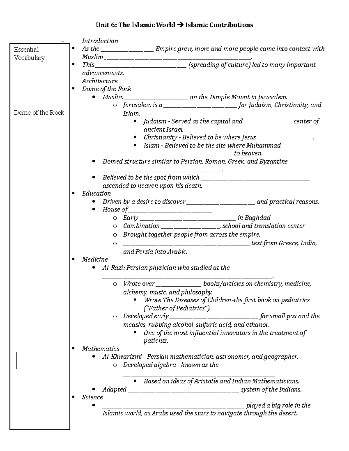 4- Islamic Contributions Fall of the republic c - Unit 6: The Islamic ...