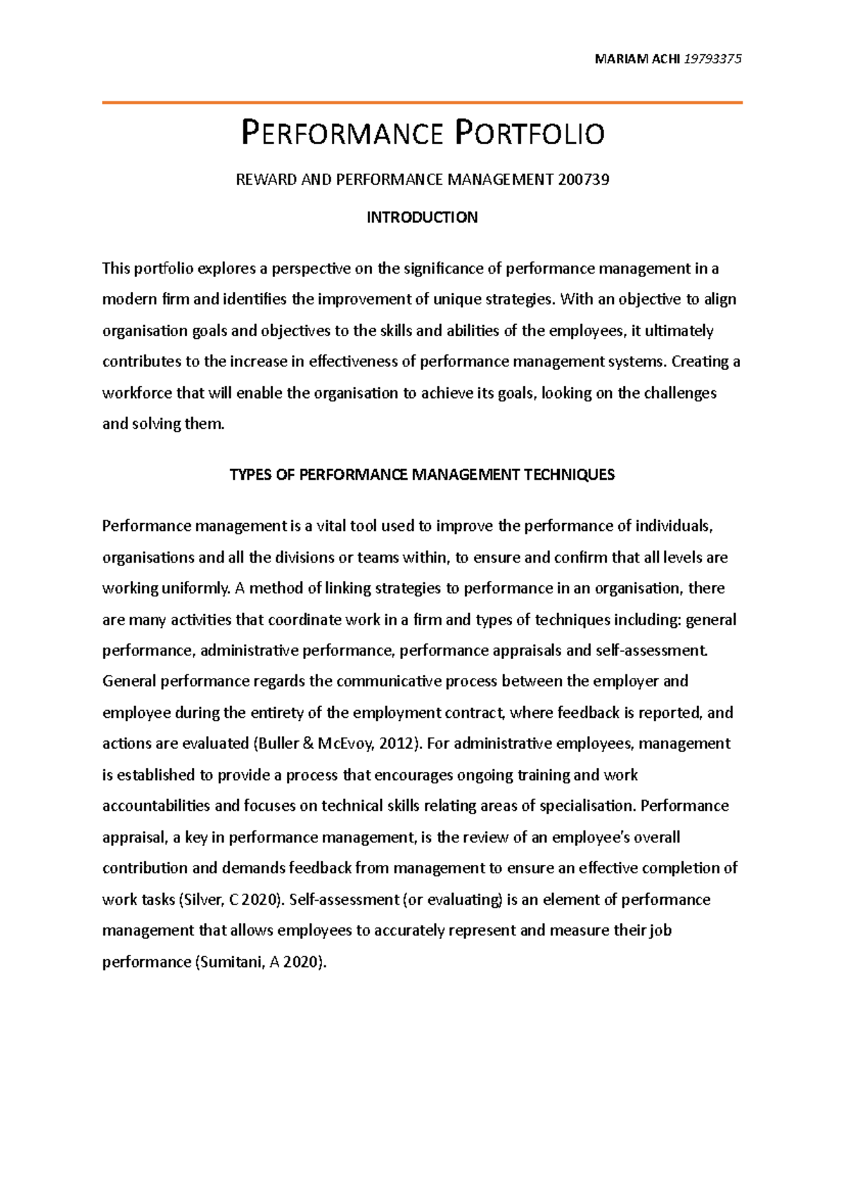 Performance Portfolio - PERFORMANCE PORTFOLIO REWARD AND PERFORMANCE ...