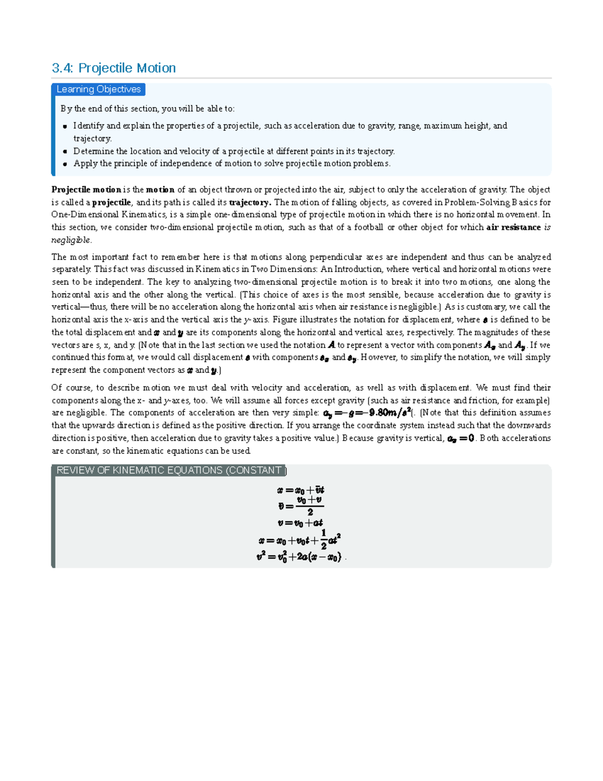 3.4 Projectile Motion - Instructional Module - 3: Projectile Motion By ...