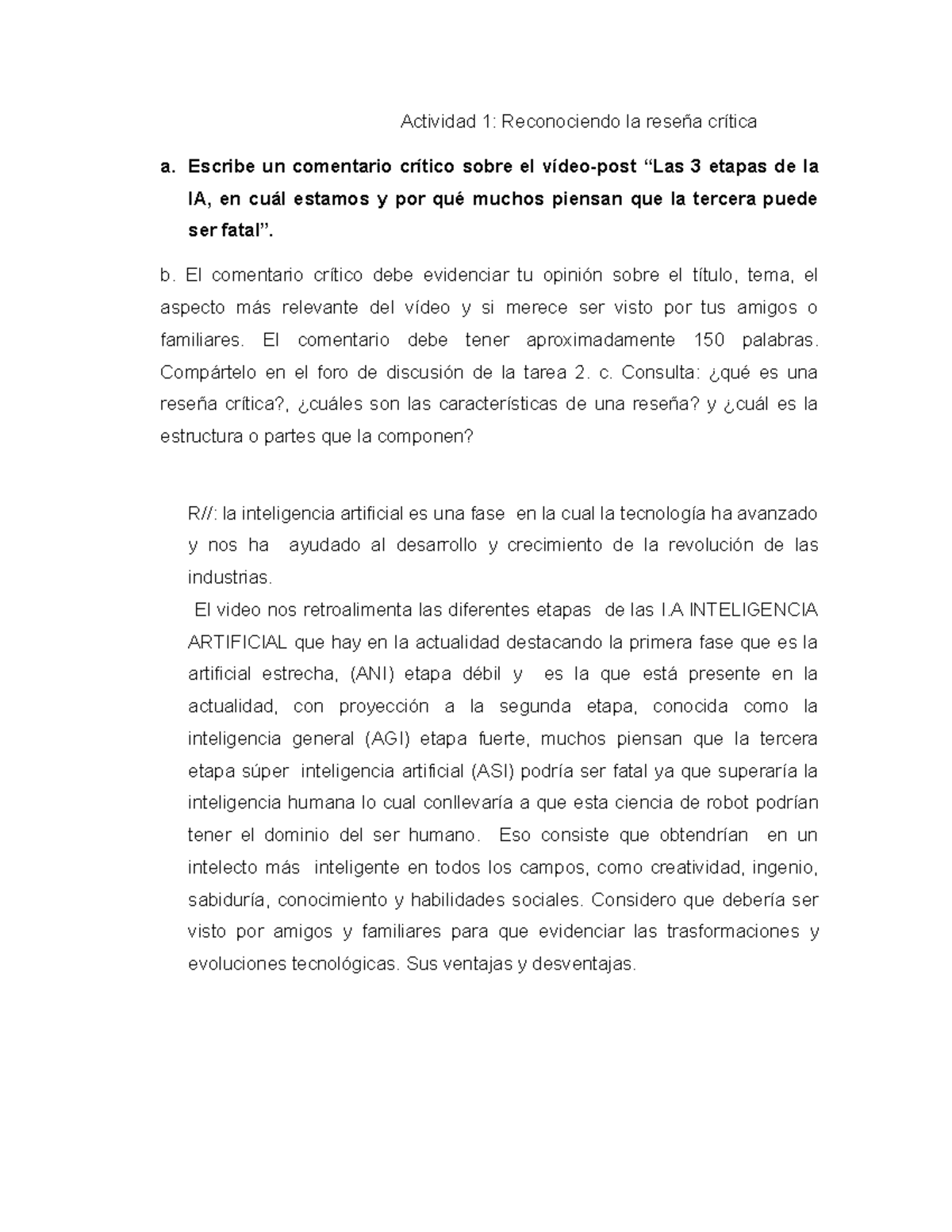 Actividad 1 resiel atsoca - Actividad 1: Reconociendo la reseña crítica ...