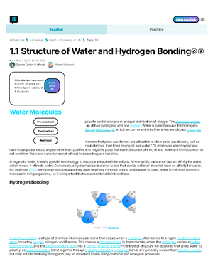 1 - Usual - All Subjects AP Biology Unit 1 – Chemistry of Life Topic: 1 ...