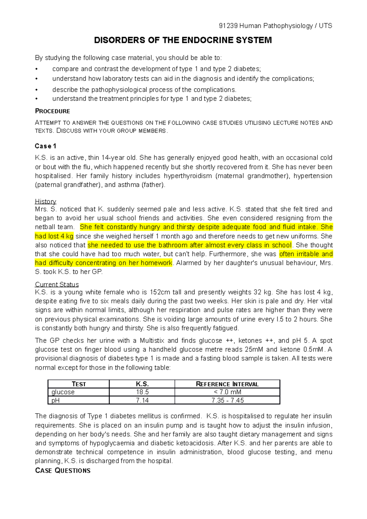 Week 2 - Disorders OF THE Endocrine System worksheet - DISORDERS OF THE ...