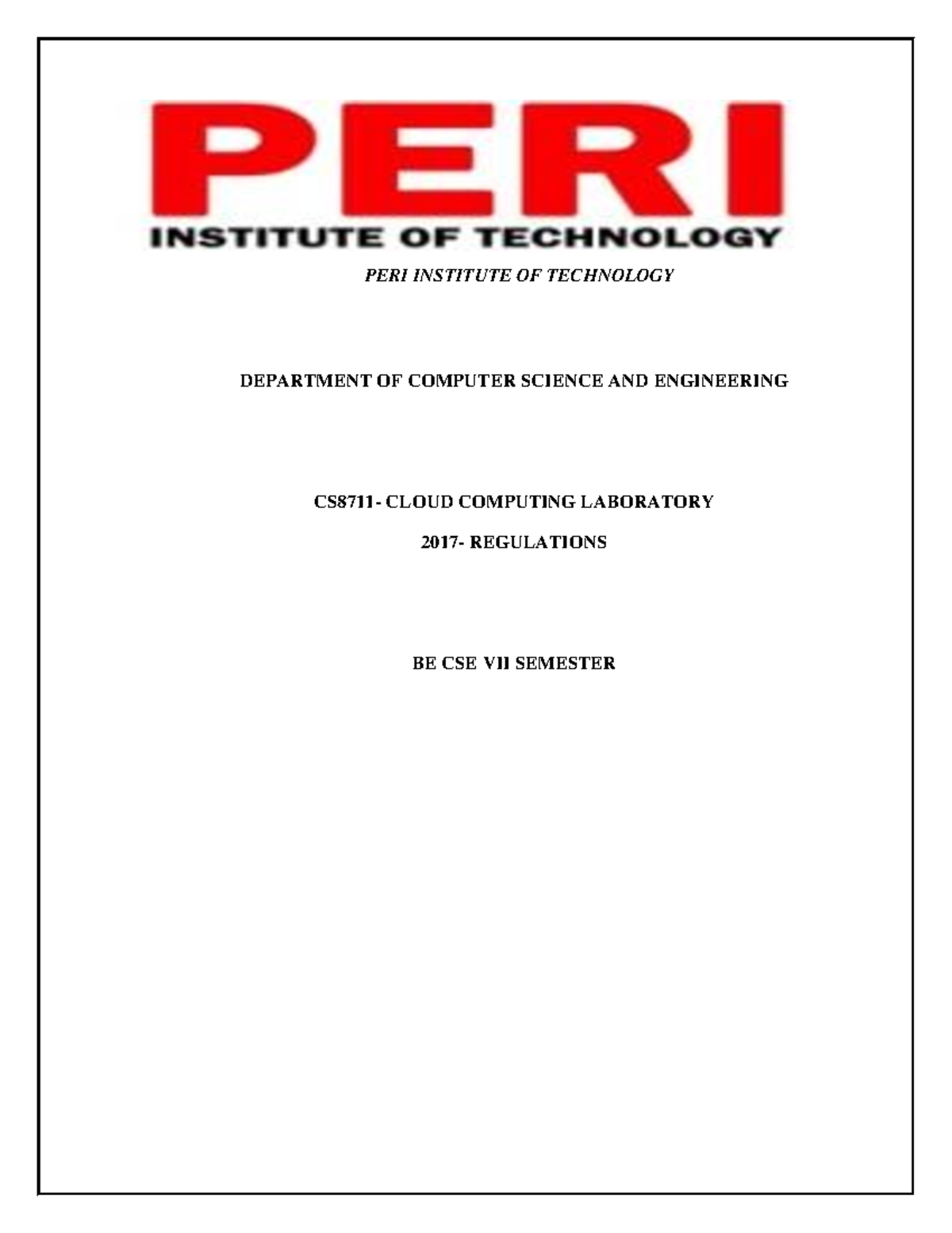 Cloud manual 2023-2024 2017 regulation - PERI INSTITUTE OF TECHNOLOGY ...