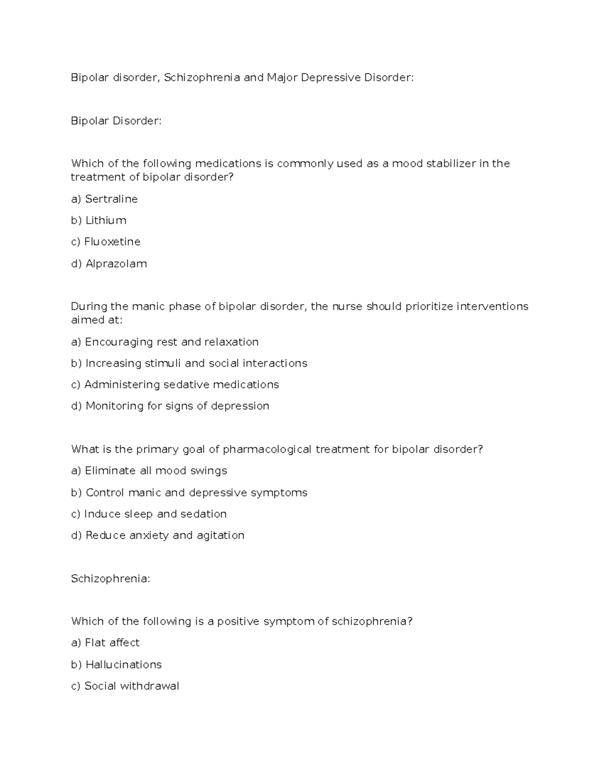 Bipolar disorder, Schizophrenia, MDD- Study - Bipolar disorder, Schizophrenia and Major ...