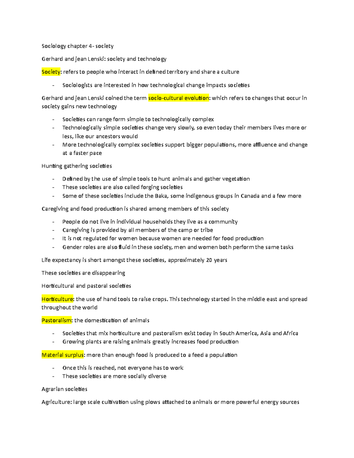 Chapter 4- soceity - lecture notes - Sociology chapter 4- society ...