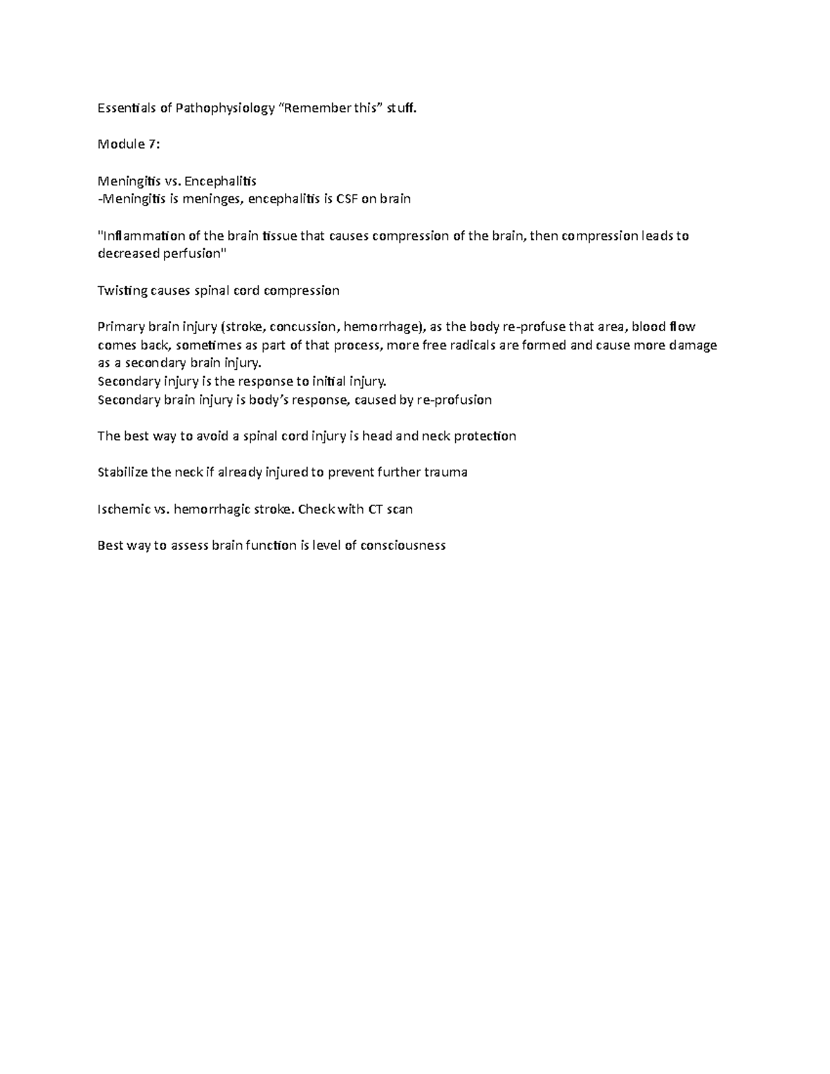 Essentials of Pathophysiology Notes Modules 7-10 - NUR2063 - Studocu