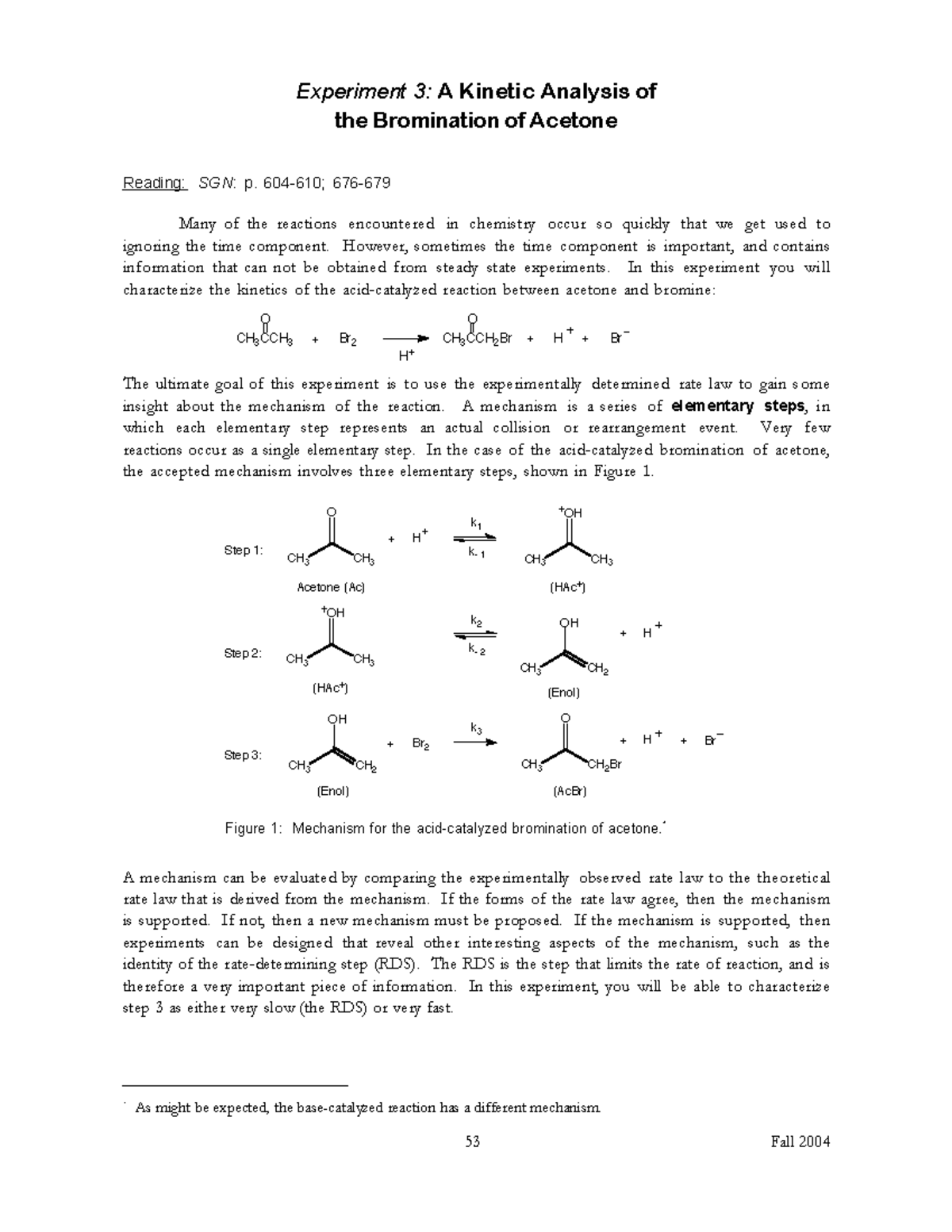 Chm313 Expt3 kinetics - lab report - Experiment 3: A Kinetic Analysis ...