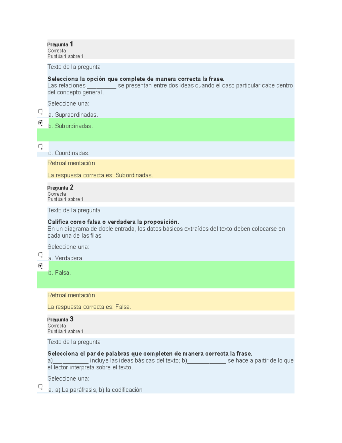 Examen 1 de lectura y redacción segundo intento - Pregunta 1 ...