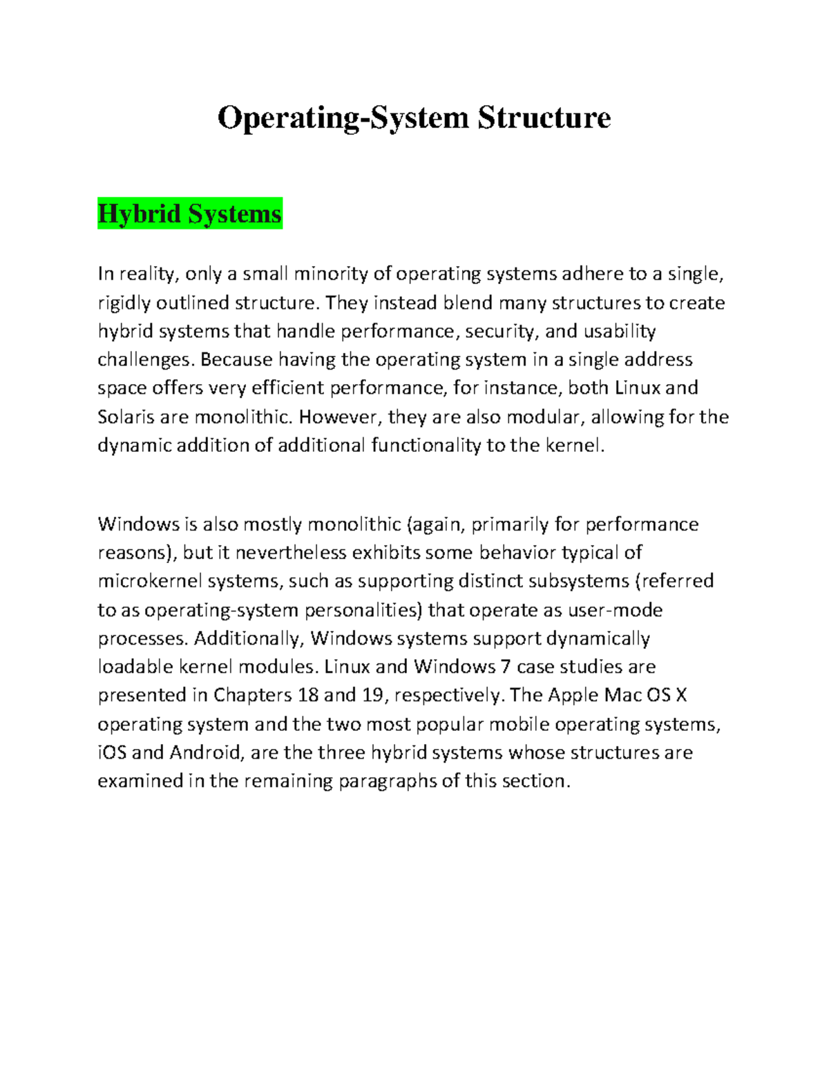 Operating System Structure - Hybrid Systems, Mac OS X and IOS ...