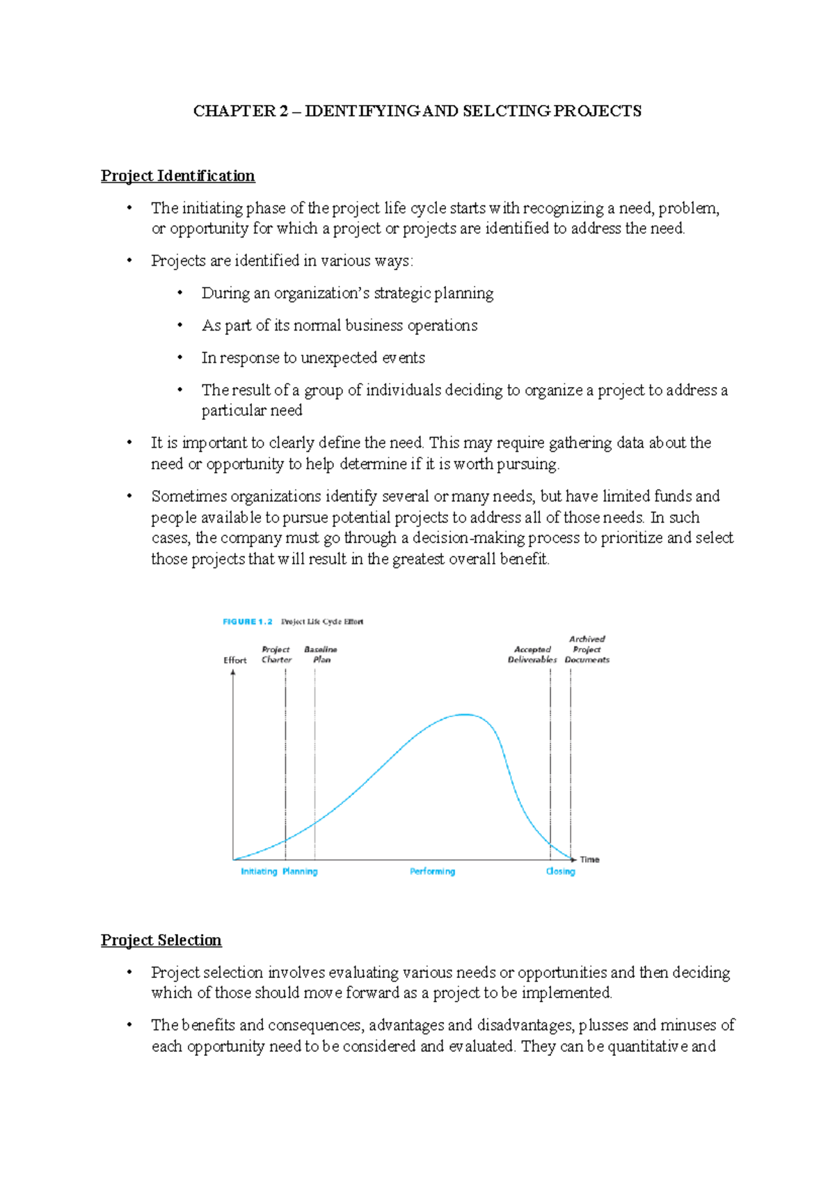 Chapter 2 - CHAPTER 2 – IDENTIFYING AND SELCTING PROJECTS Project ...