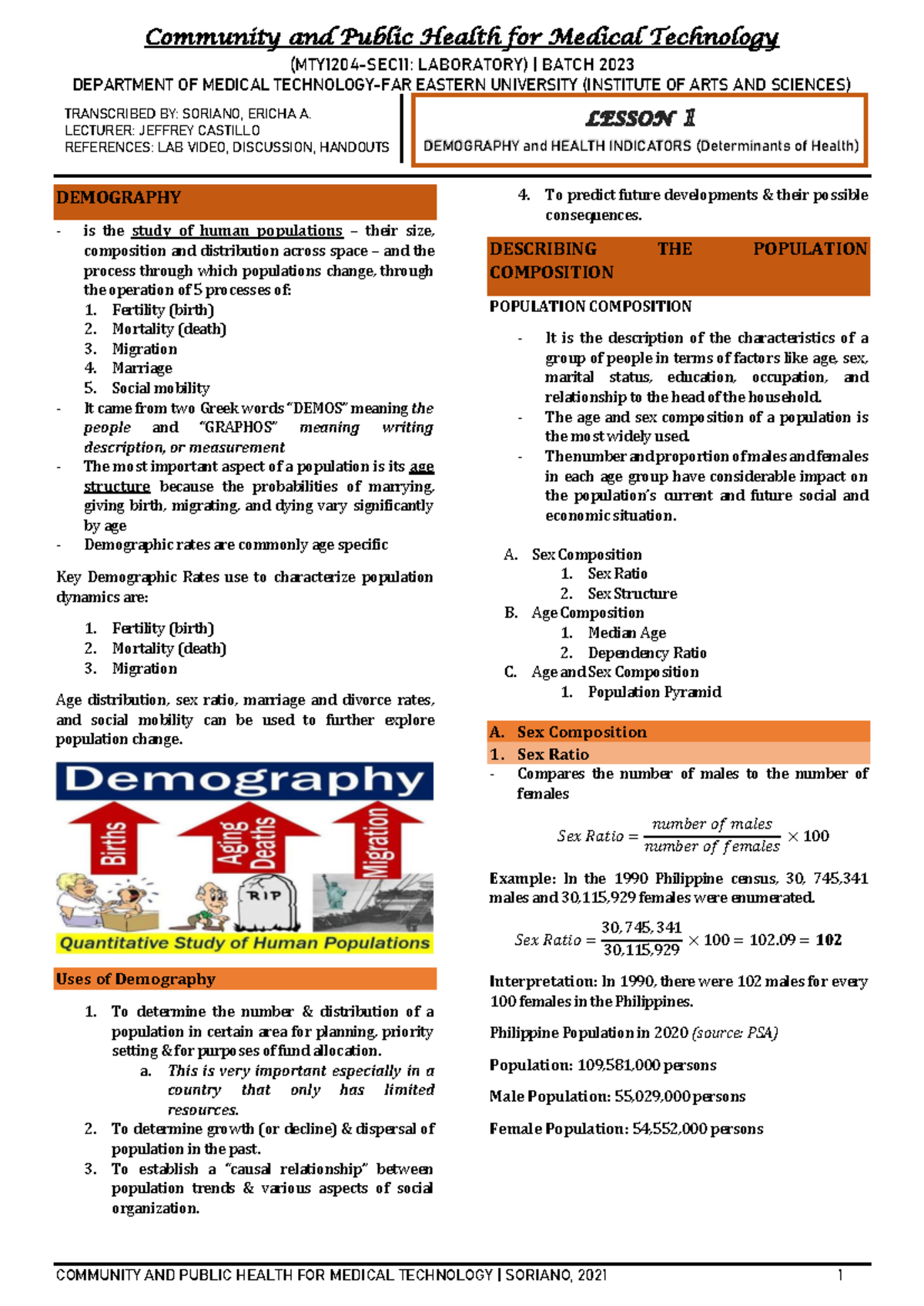 Lesson 1- Demographics - Community and Public Health for Medical ...