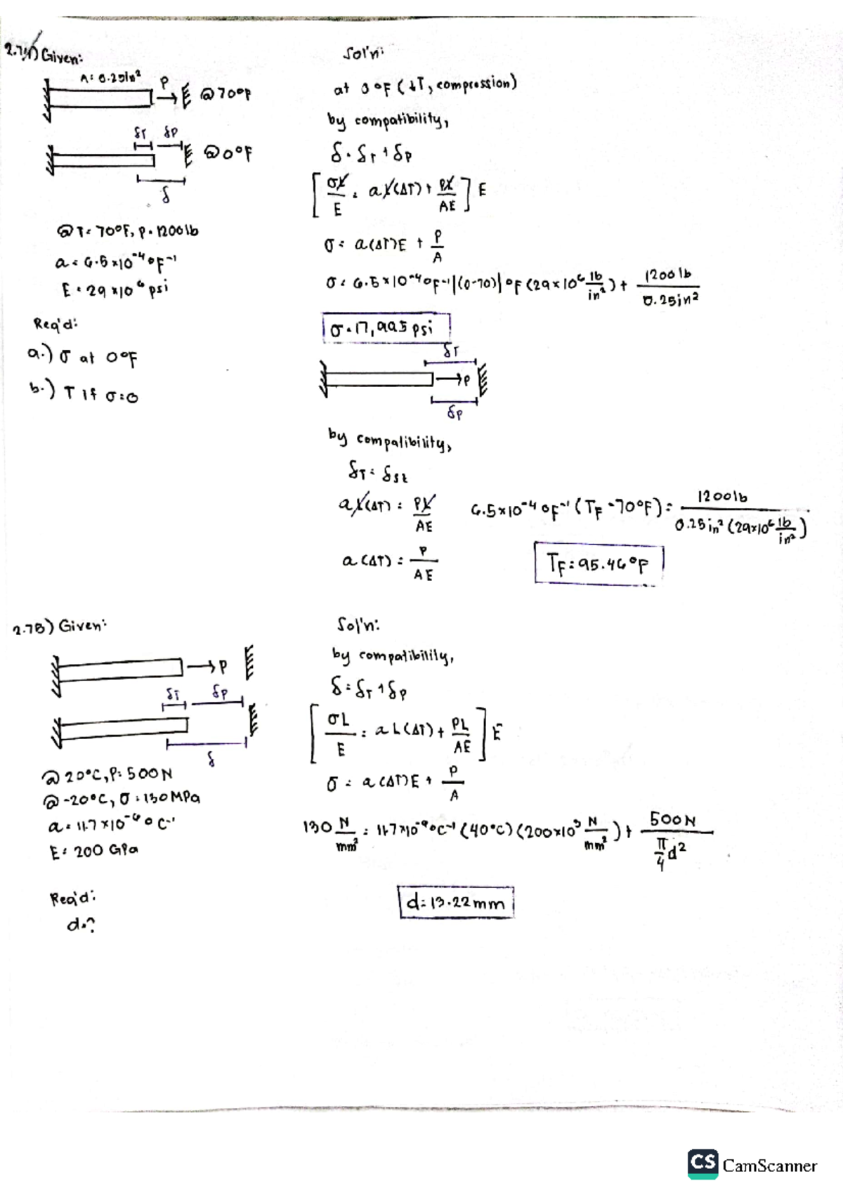 Thermal-Strain - Sample problems for thermal strain - 2 Giyen: A: 0 P ...