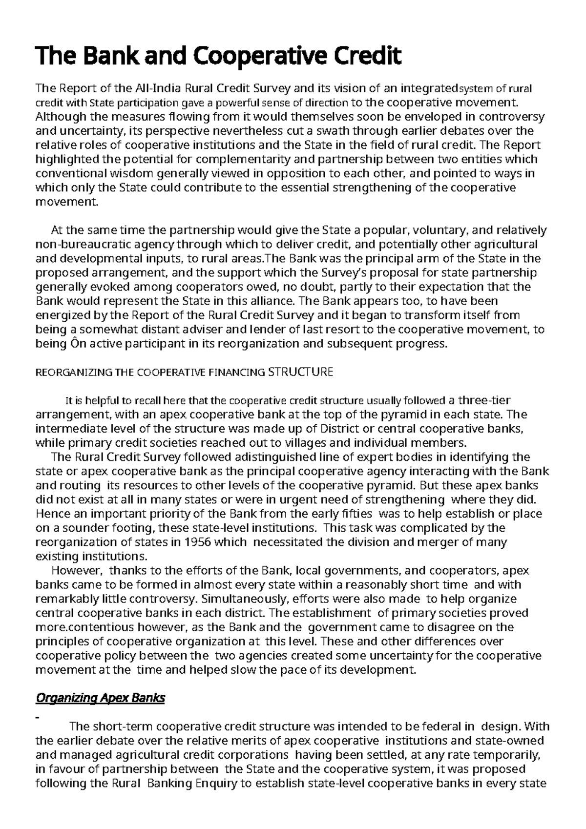 The bank and cooperative credit - The Bank and Cooperative Credit The ...