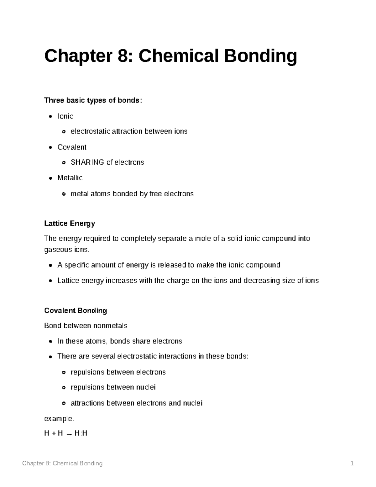 Chapter 8 Chemical Bonding - Chapter 8: Chemical Bonding 1 Chapter 8 ...