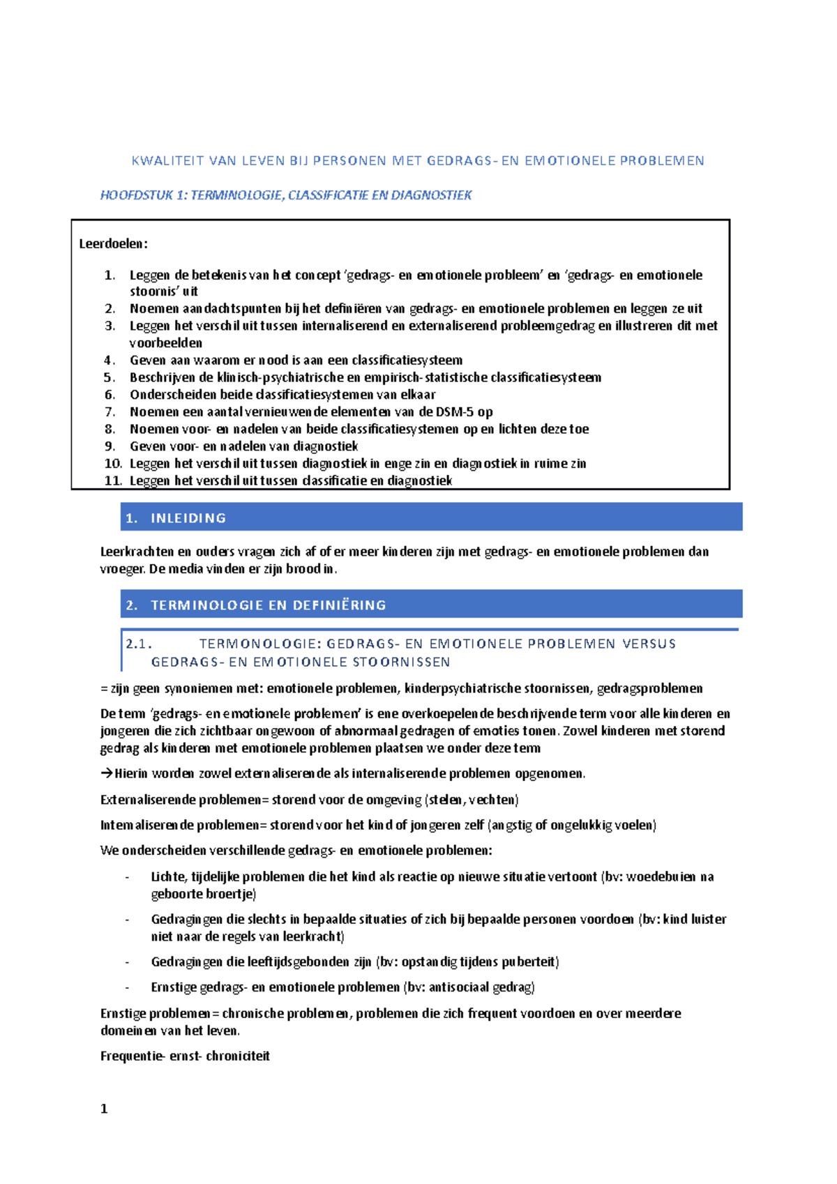 Kwaliteit van leven bij mensen met gedrags en emotionele problemen samenvatting - KWALITEIT VAN ...
