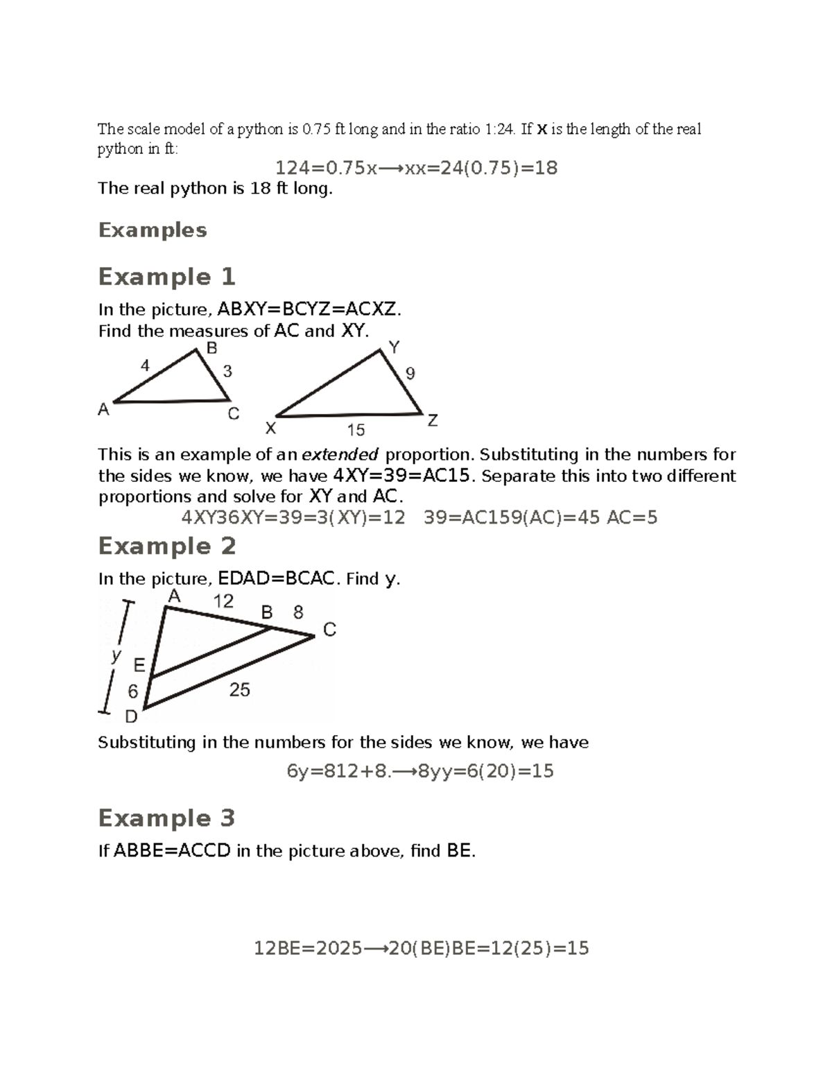 Math part 26 - Notes - The scale model of a python is 0 ft long and in ...