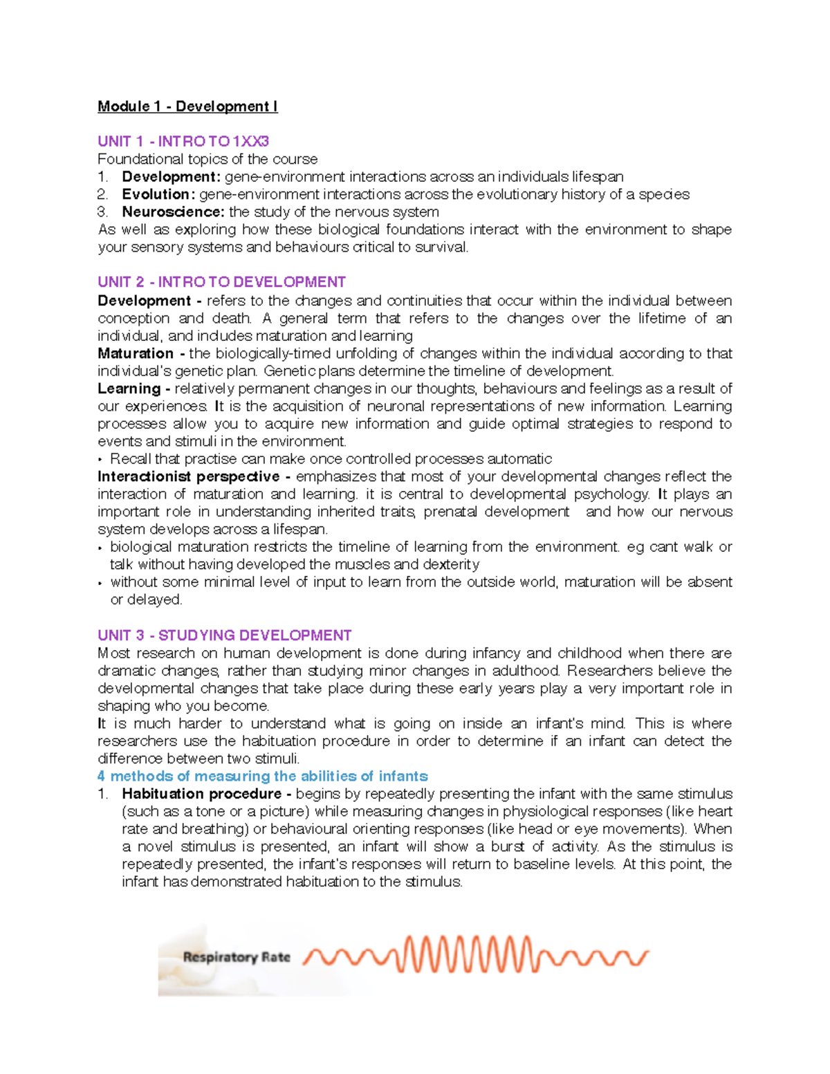 Psych 1xx3 Modules summary - Module 1 Development 1 INTRO TO topics of ...