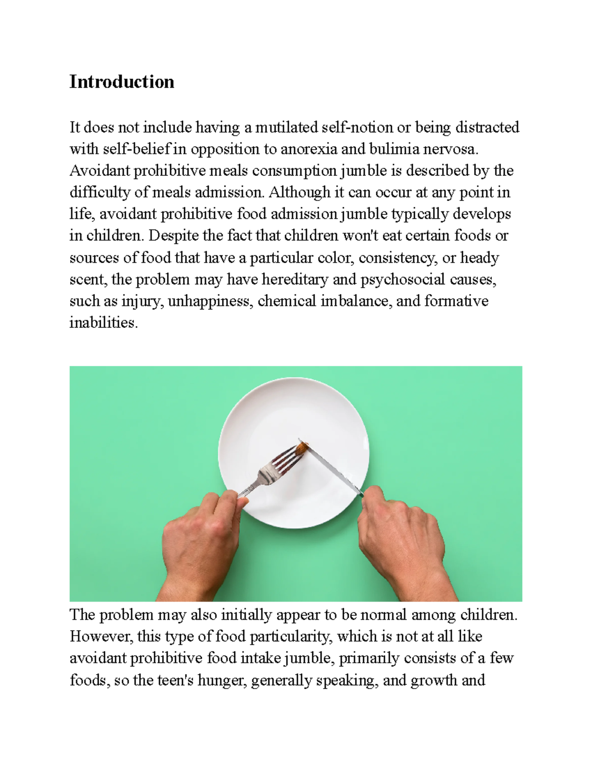 Eating disorder - Introduction It does not include having a mutilated ...