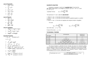 Calculus cheat sheet all - Limits Definitions Precise Definition : We ...