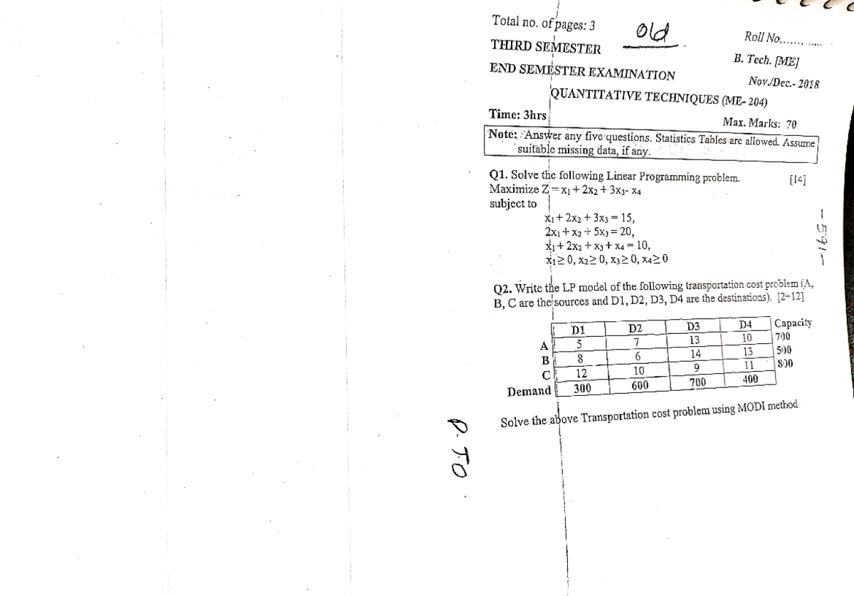 2018 Endsem Quantitative Tech - Engineering Analysis and Design ECE - Studocu
