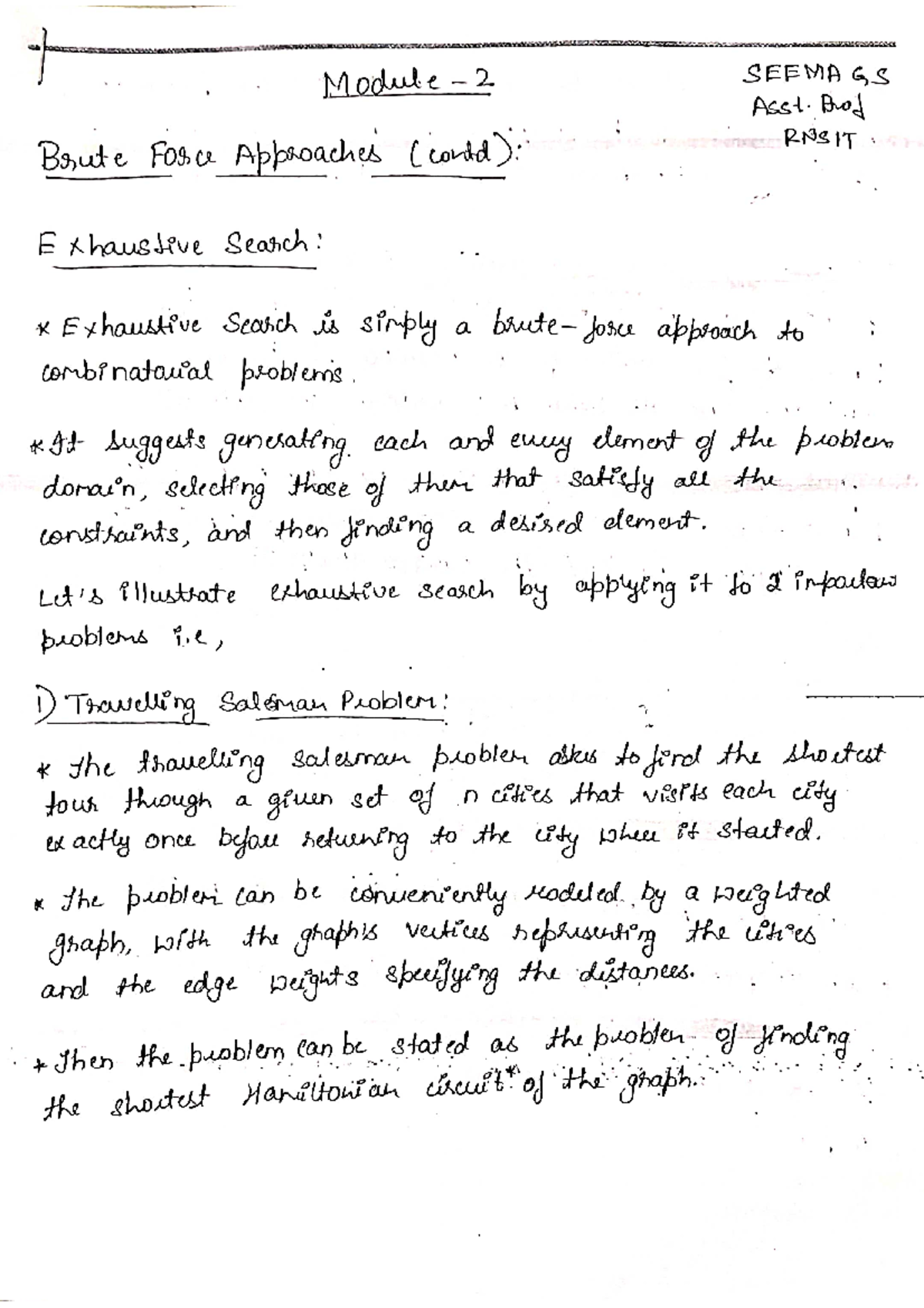 Module 2 ADA 22 Scheme - notes - Module 2 SEEMA GS Asst. Dood Brute ...