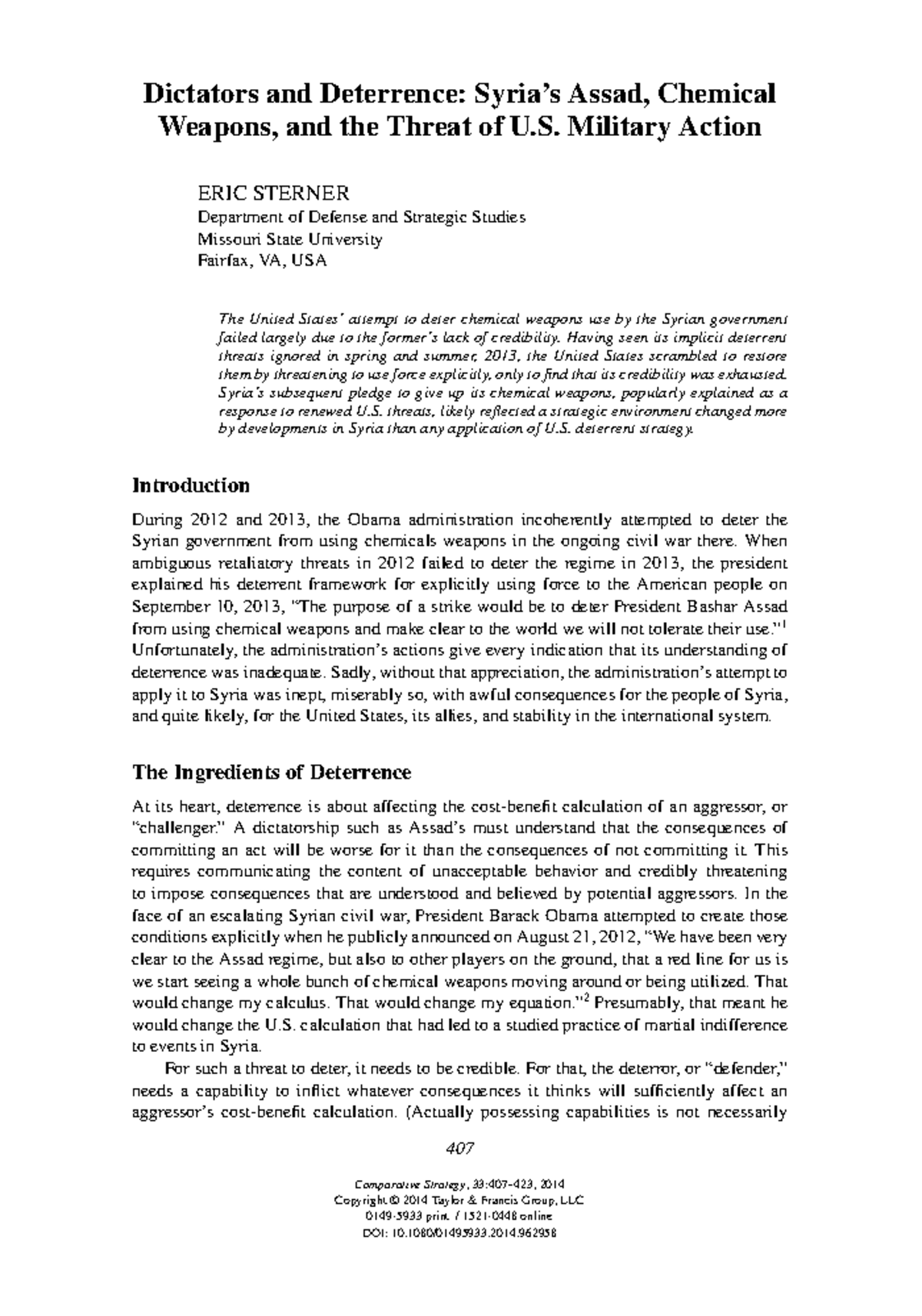 01495933 - fgef - Dictators and Deterrence: Syria’s Assad, Chemical ...