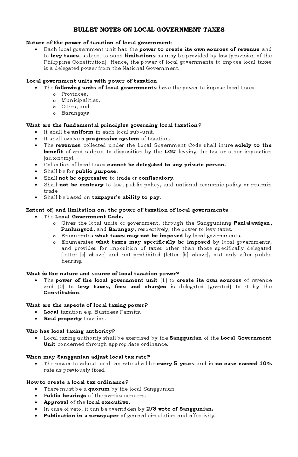 Bullet Notes 13 - Local Government Taxes - BULLET NOTES ON LOCAL ...