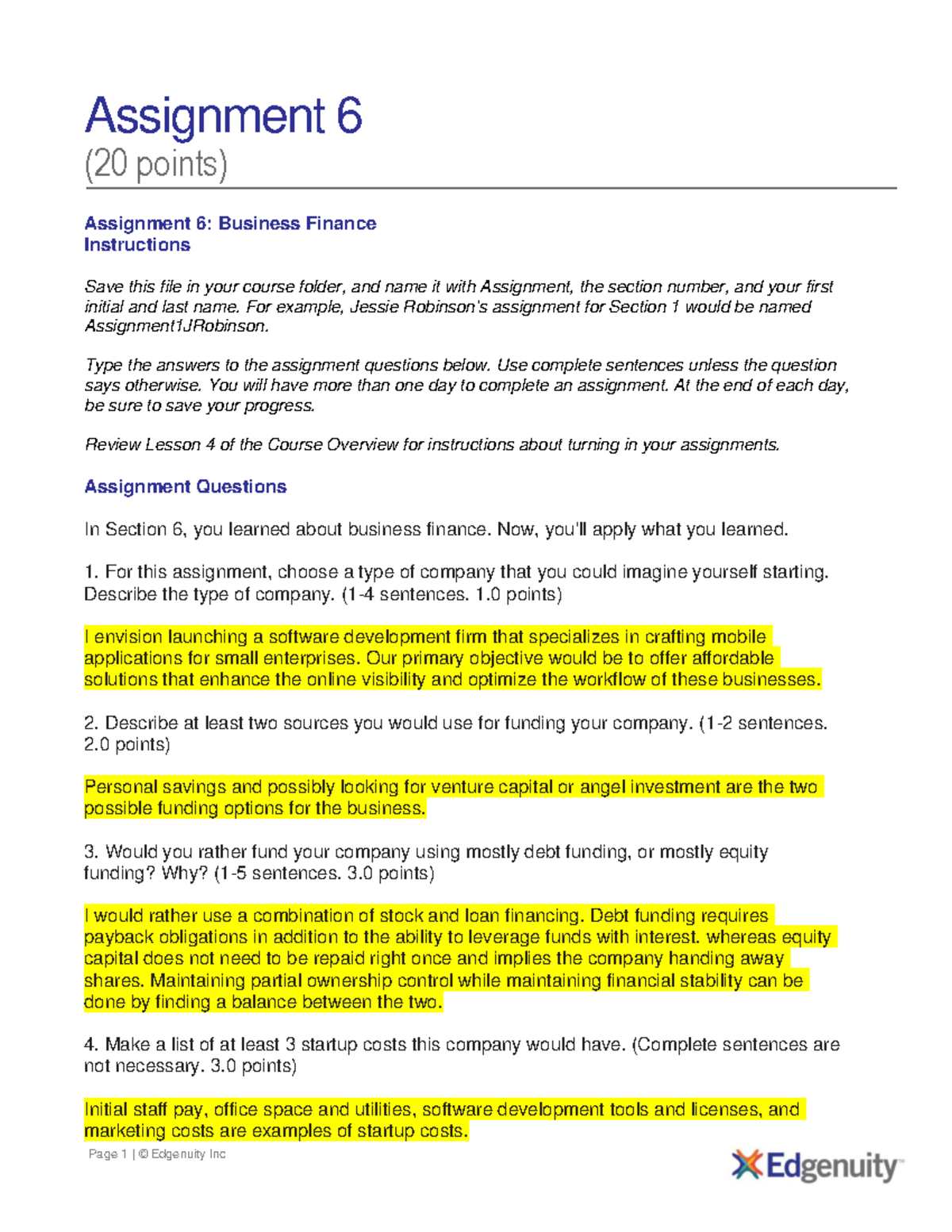 Assignment 6 - EL5732 - Terrence Jackson - Page 1 | © Edgenuity Inc ...