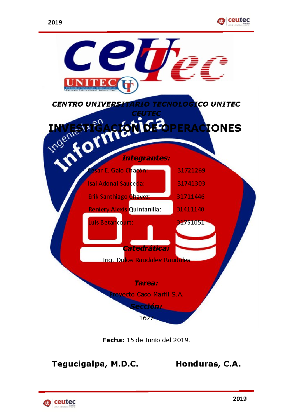 Proyecto Casomarfil - Tarea - CENTRO UNIVERSITARIO TECNOLOGICO UNITEC ...