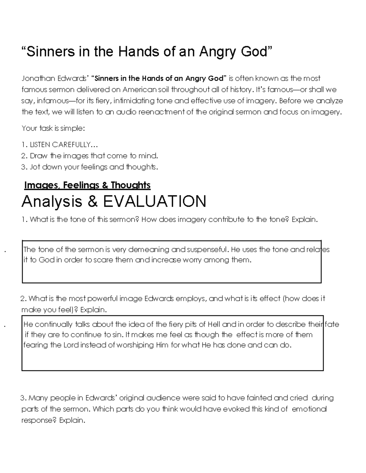 “Sinners in the Hands of an Angry God” - It’s famous—or shall we say ...