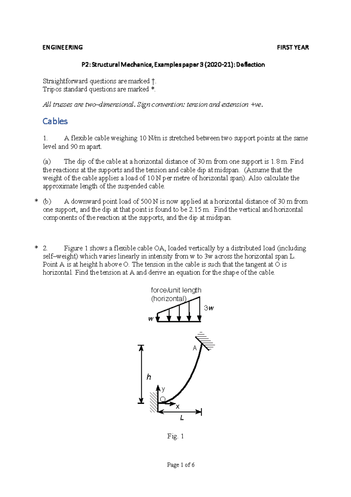 Examples Paper 3 jma - notes - ENGINEERING FIRST YEAR P2: Structural ...