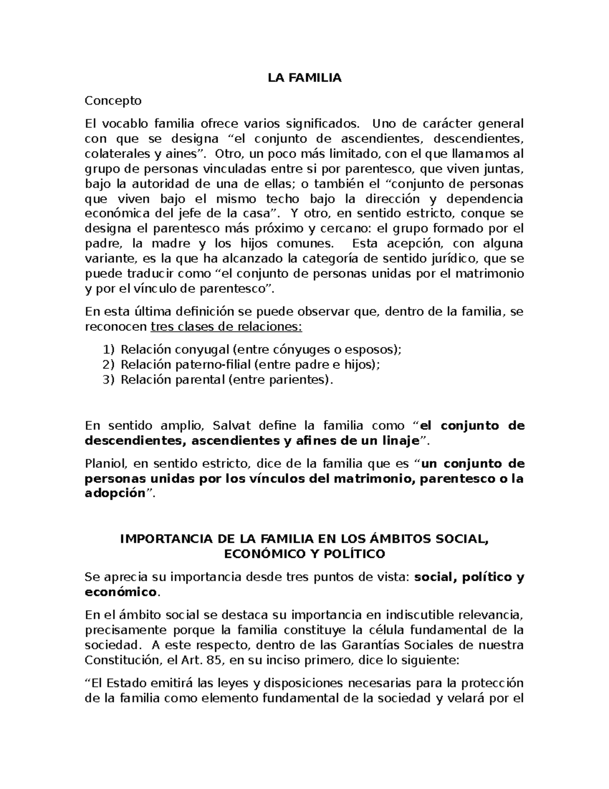 LA Familia - trabajo final de los ultimos temas - LA FAMILIA Concepto ...