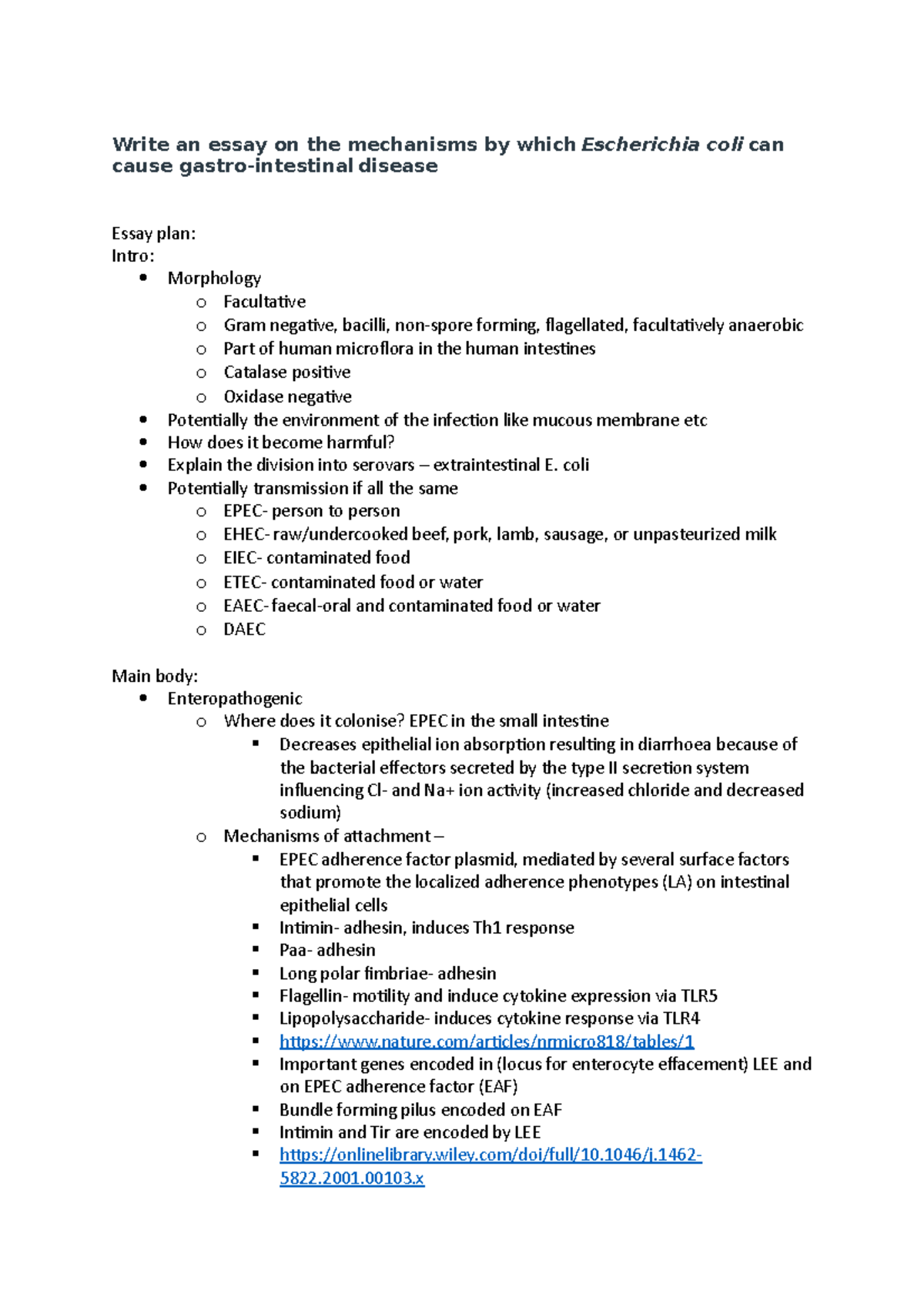 Micro essay plan 1 - practice - **Write an essay on the mechanisms by ...