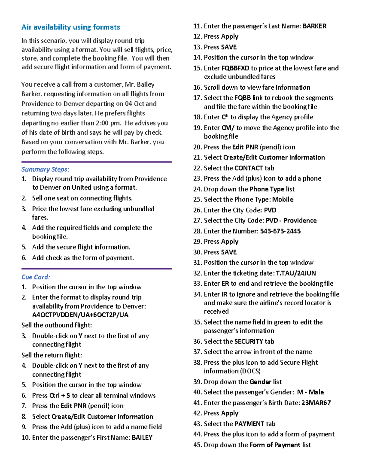 Air Availability using forms 3 - Air availability using formats In this ...