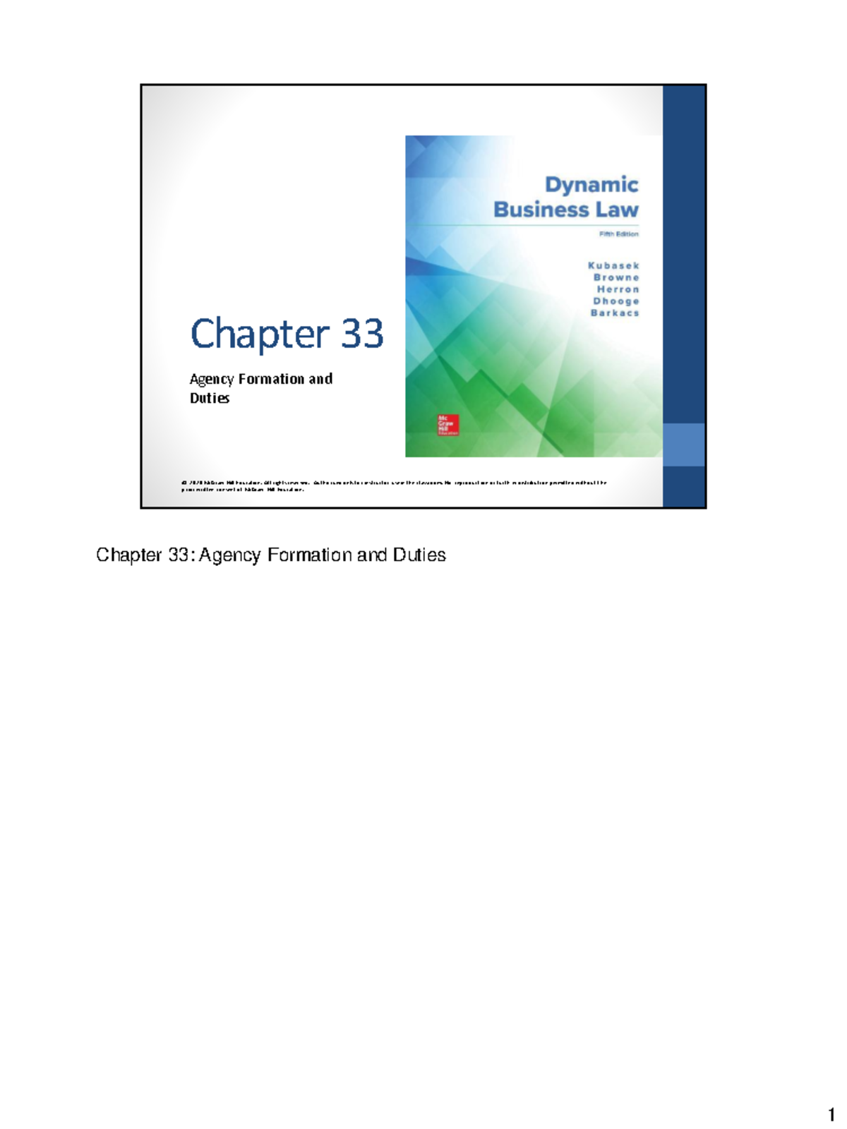 Agency Formation and Duties - Chapter 33: Agency Formation and Duties ...