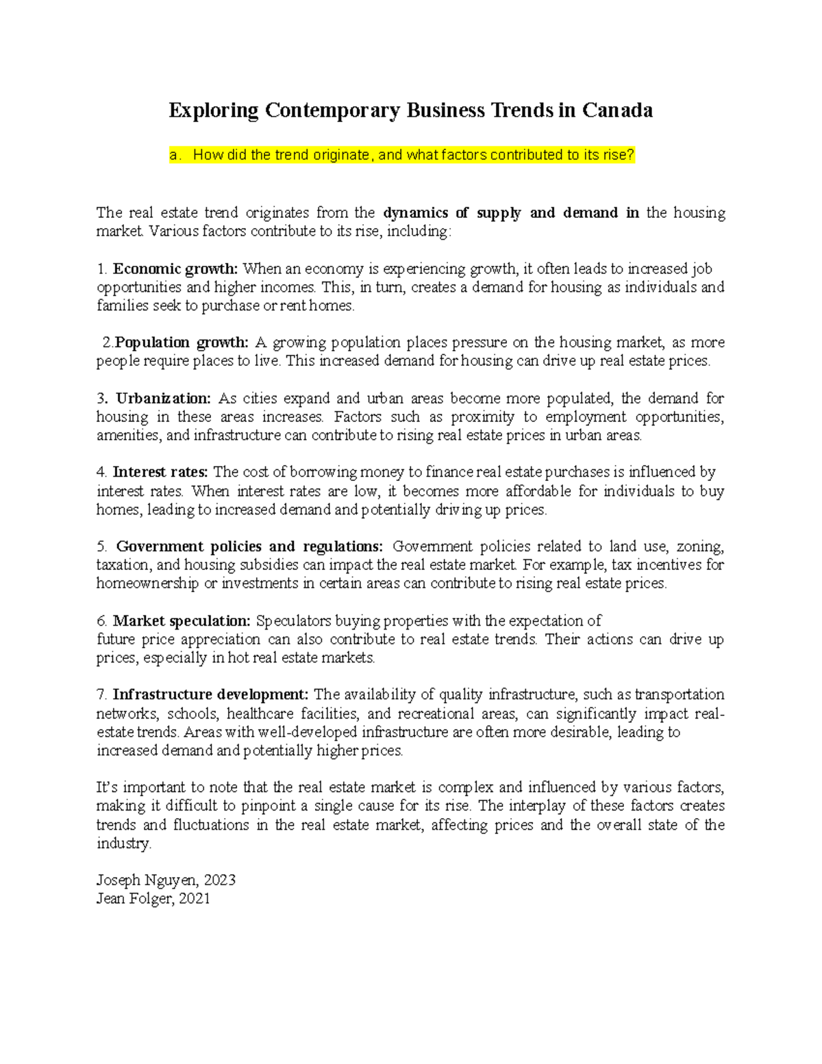 Group Research- G - Exploring Contemporary Business Trends in Canada a ...