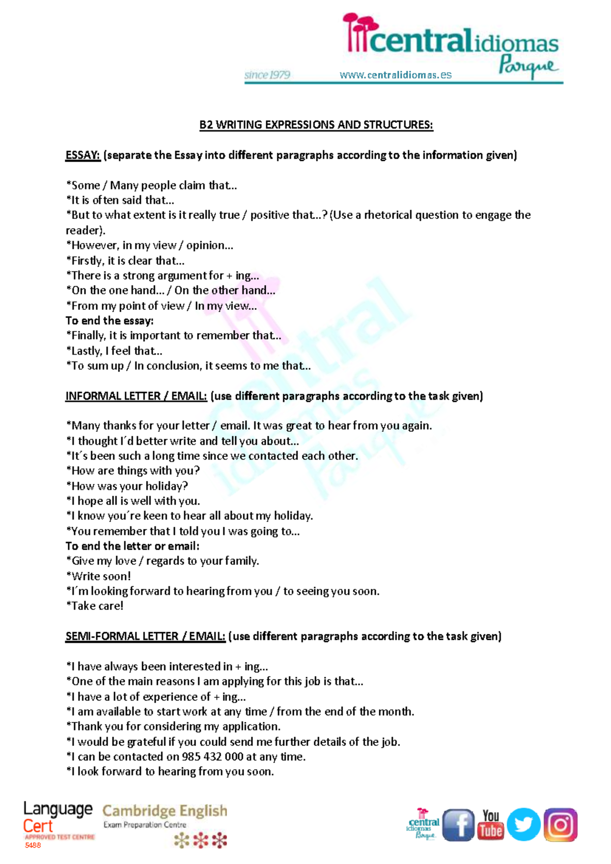 B2 Writing Expressions AND Structures - B2 WRITING EXPRESSIONS AND ...