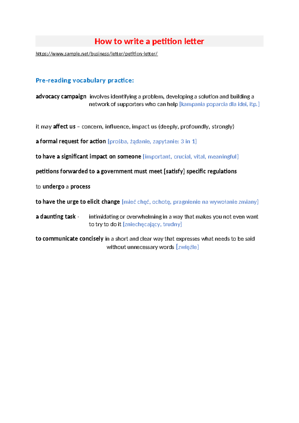 How to write a petition letter - How to write a petition letter - Studocu