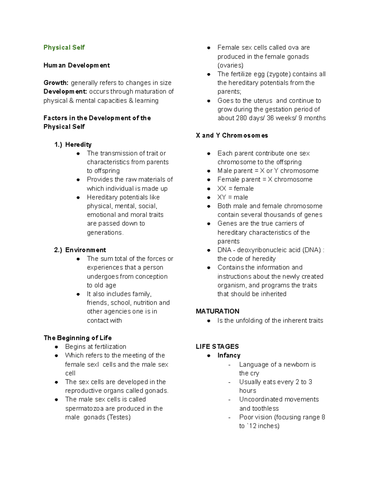 5 Physical Self (notes) - Physical Self Human Development Growth ...