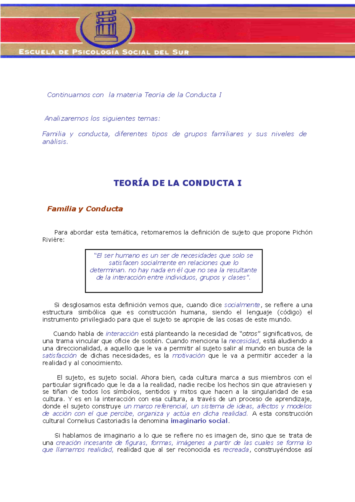 TC C3 - TC C3 - Continuamos con la materia Teoría de la Conducta I ...