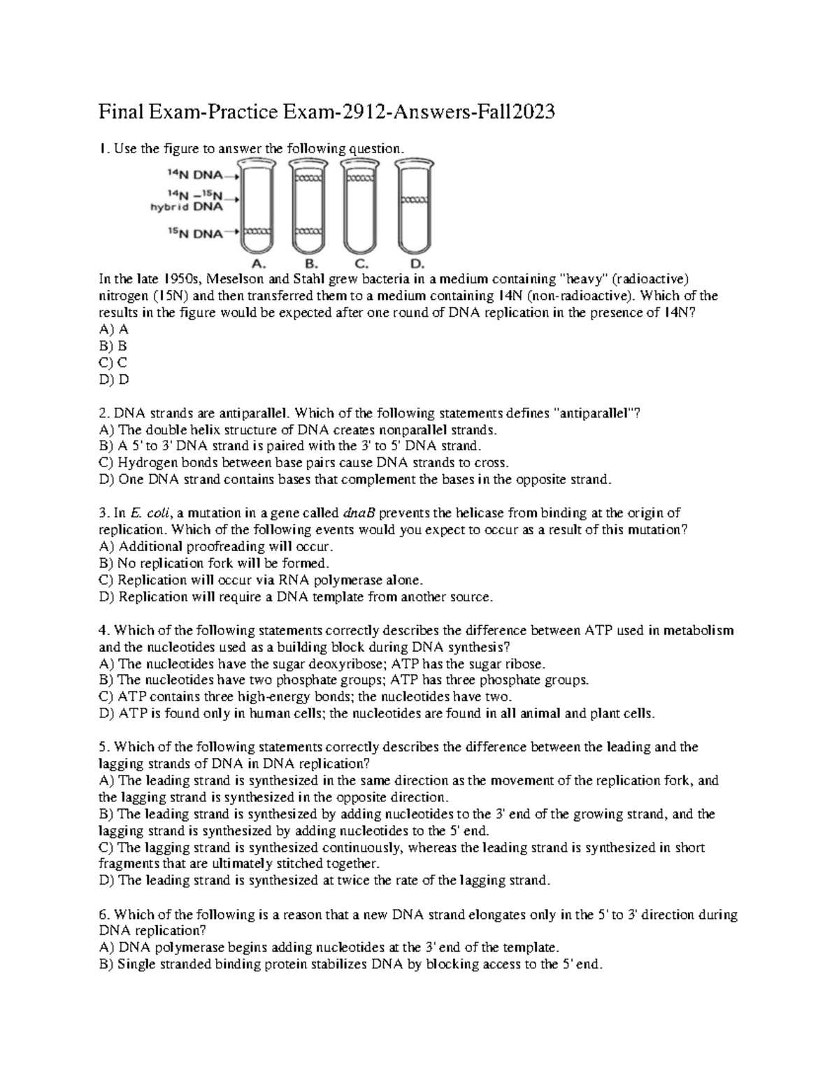 Final Exam-Practice Exam-2912-Fall2023 - Final Exam-Practice Exam- 2912 ...