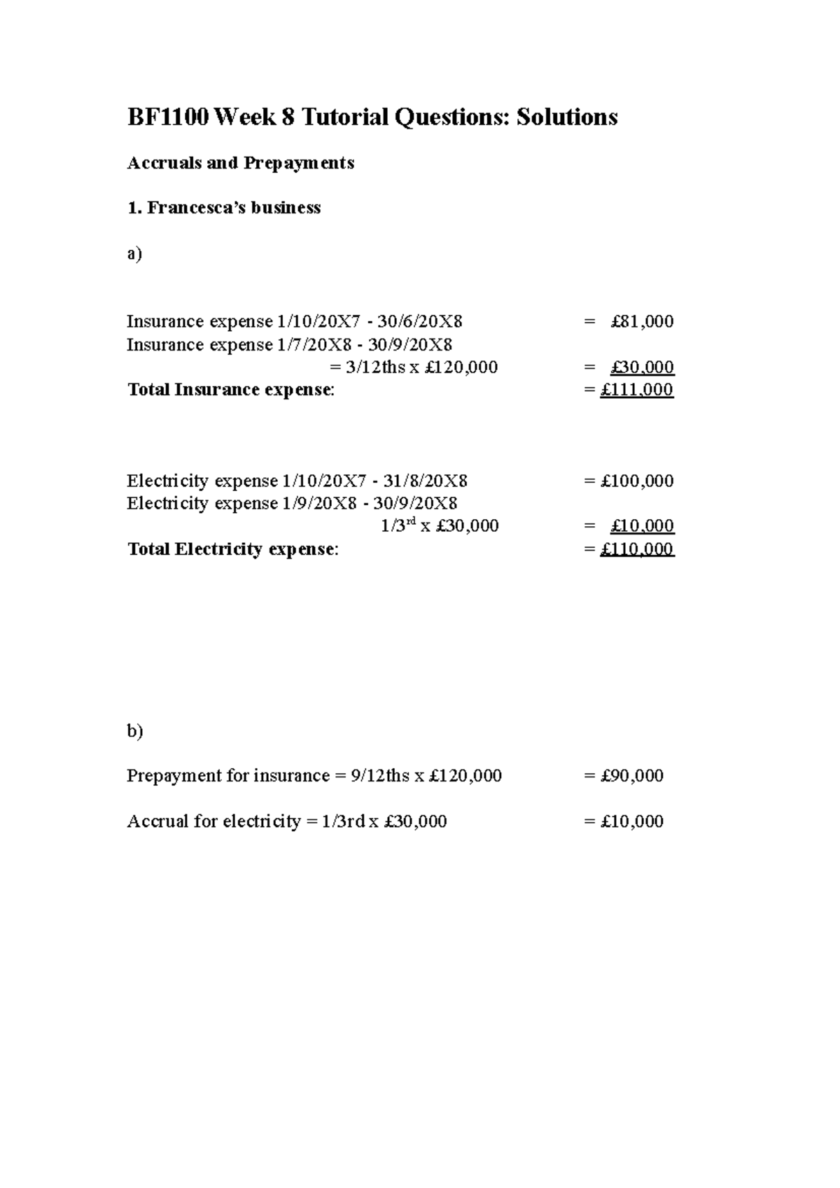 Week 8 Tutorial Solutions Final - BF1100 Week 8 Tutorial Questions ...