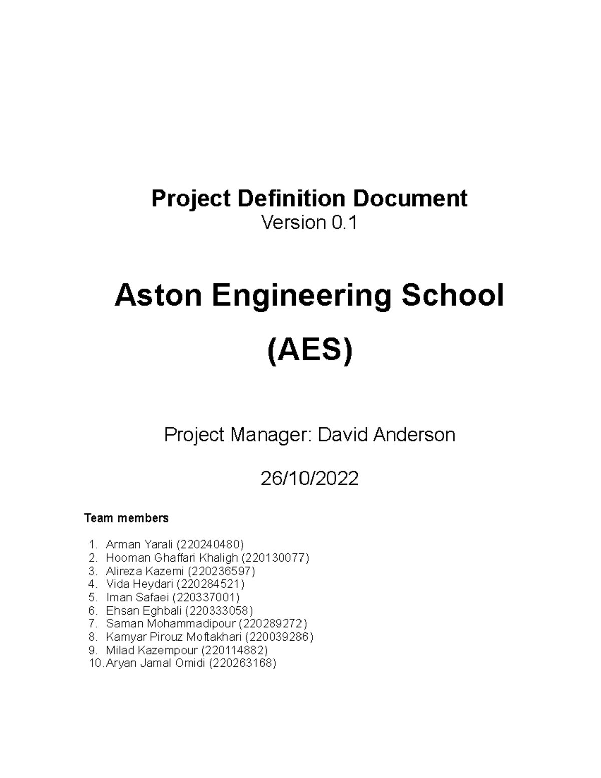 PDD Template 00 - class assignment for project management - Project ...