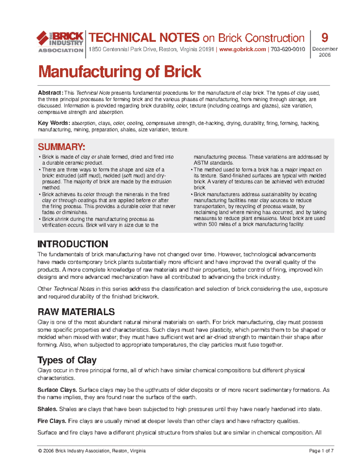 9 manufacturing of brick - zyxwv TECHNICAL NOTES on Brick Construction ...