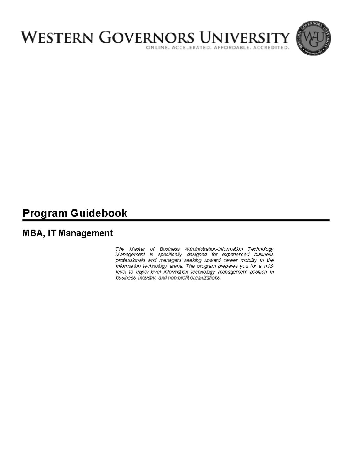 MBA ITM Program Guide - Program Guidebook MBA, IT Management The Master ...