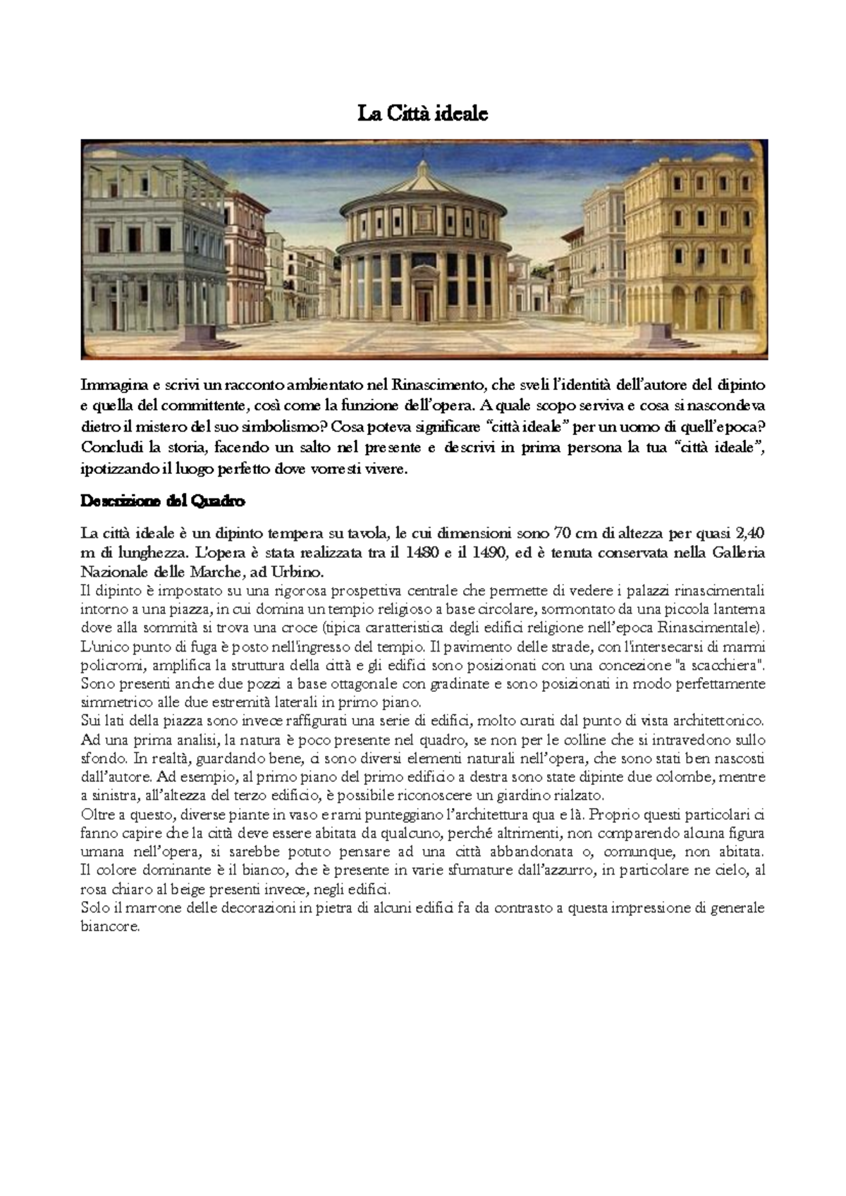 La Città ideale - La Città ideale Immagina e scrivi un racconto ...