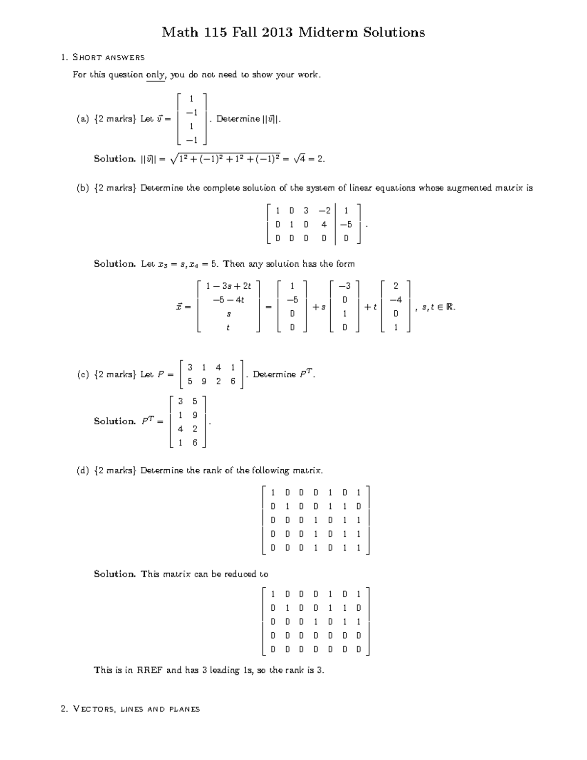 Sample/practice exam 2013, questions - Math 115 Fall 2013 Midterm ...