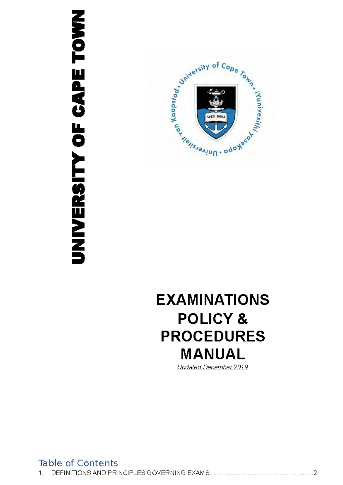 Exams Policy Manual - EXAMINATIONS POLICY & PROCEDURES MANUAL Updated ...